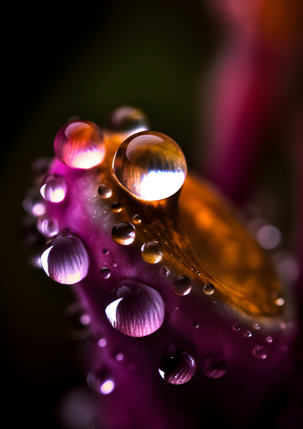 A close up of water droplets on a purple flower - Impossible Images ...