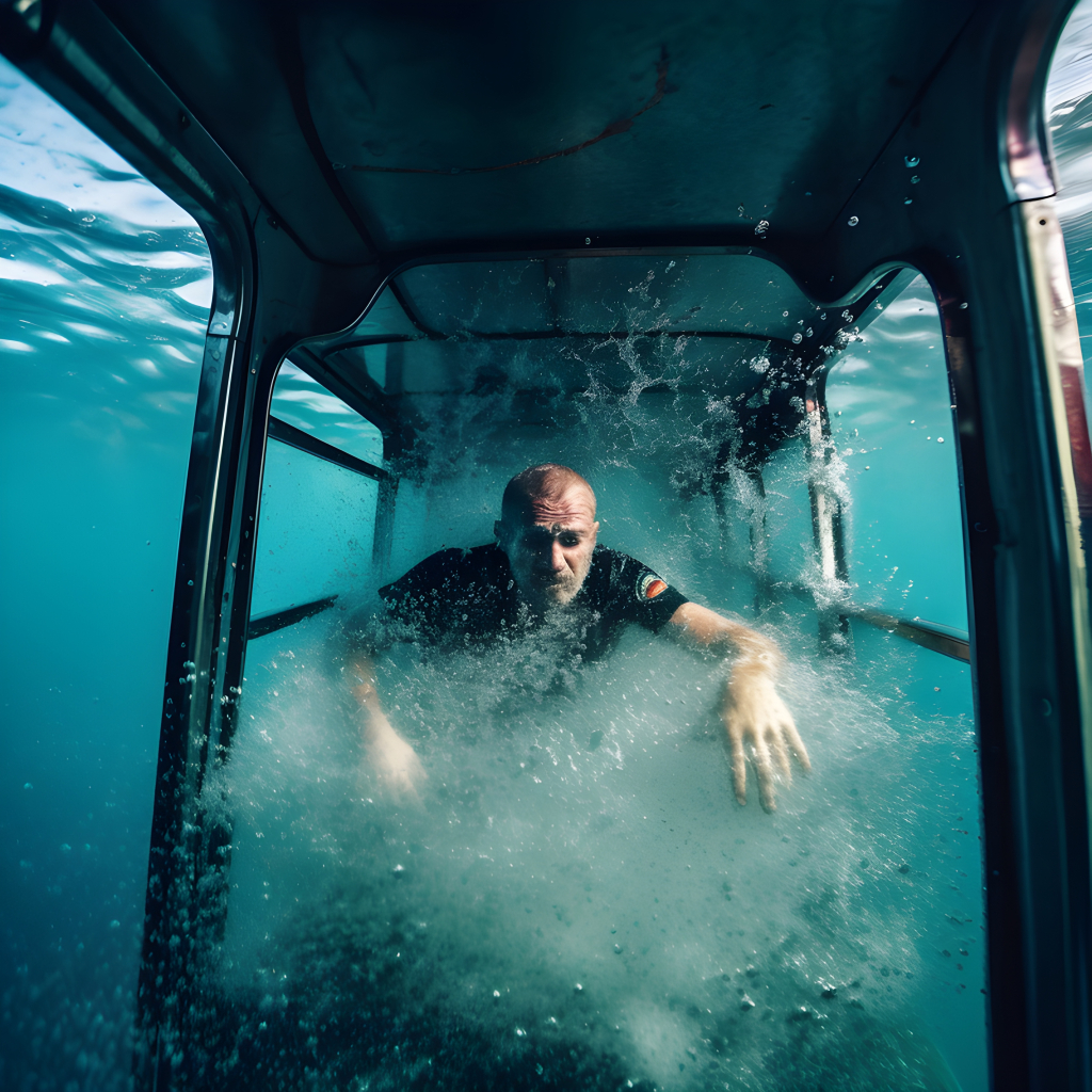 A man swimming inside a sinking bus - Impossible Images - Unique stock ...