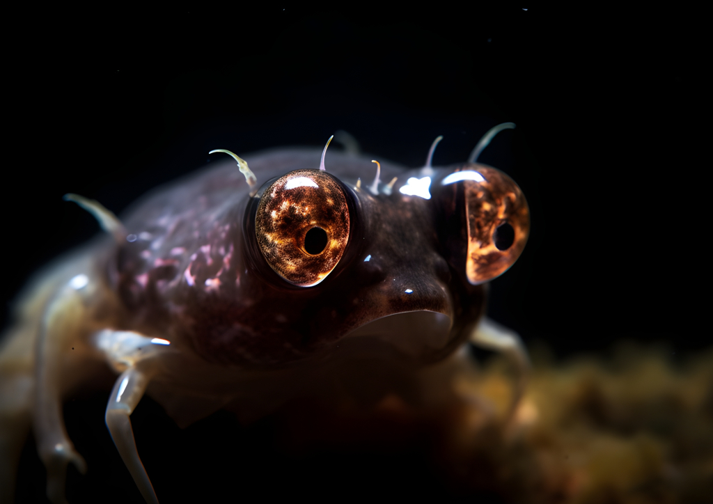 A close up of a purple bug with big eyes - Impossible Images - Unique ...