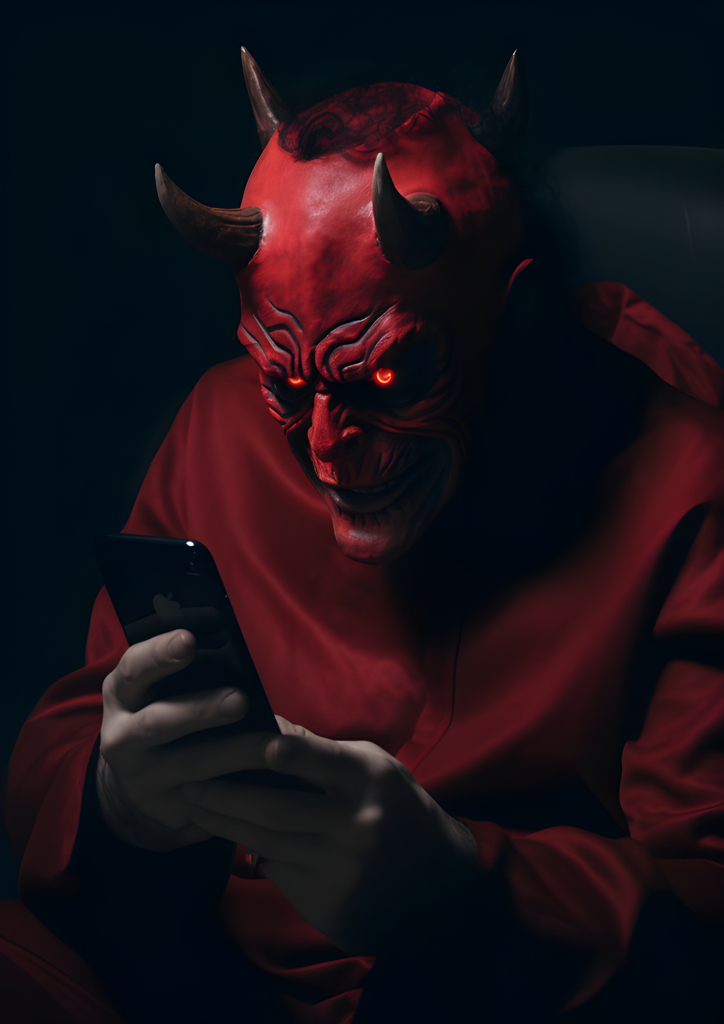 The Devil checking his socials - Impossible Images - Unique stock ...