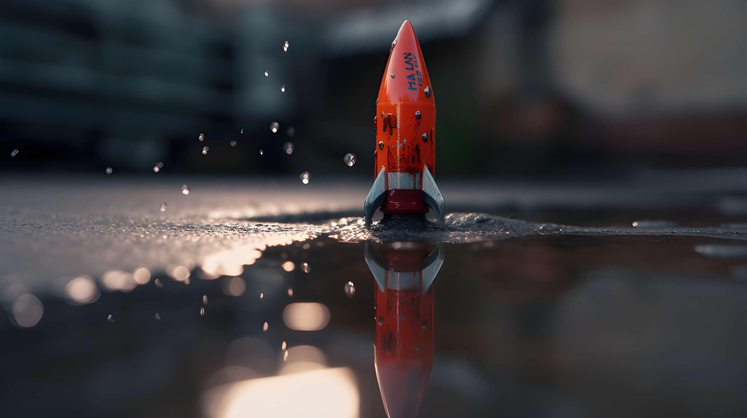 A mini rocket in a puddle - Impossible Images - Unique stock images for ...