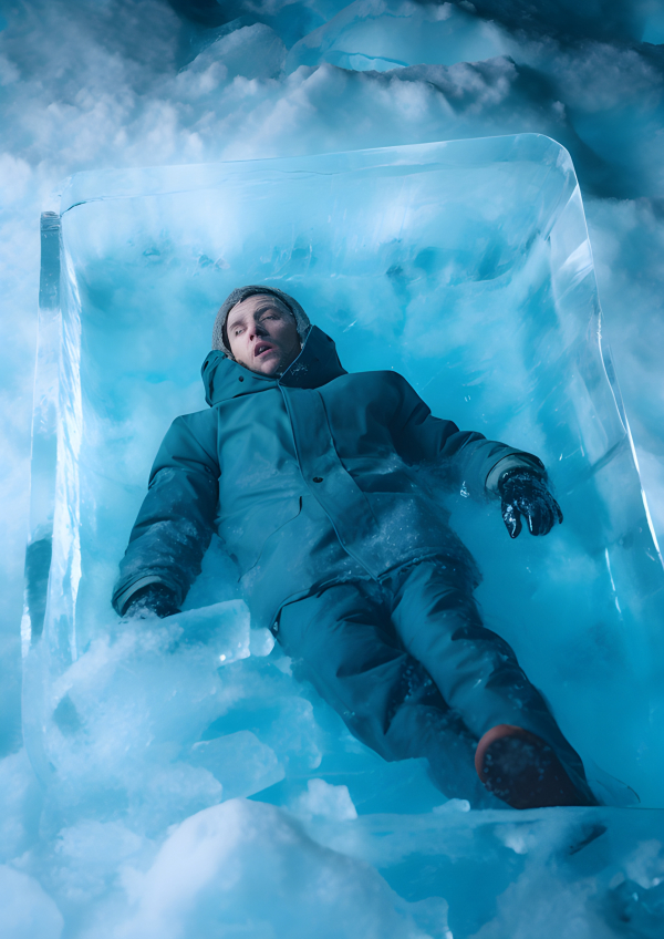 A man encased in a block of ice - Impossible Images - Unique stock ...