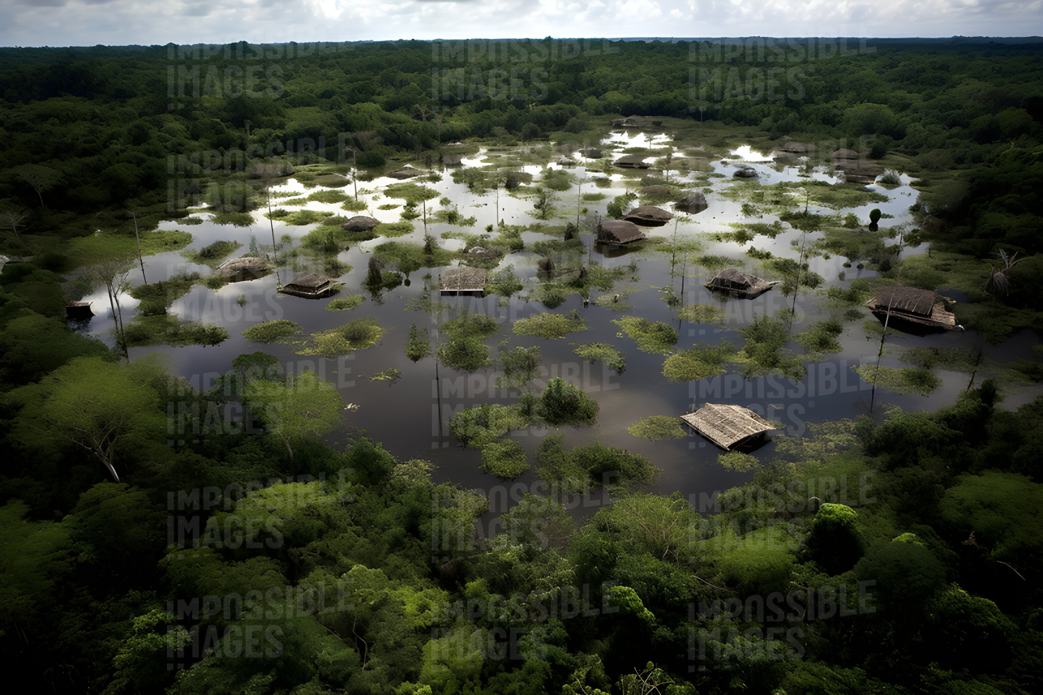 A flooded jungle village - Impossible Images - Unique stock images for ...