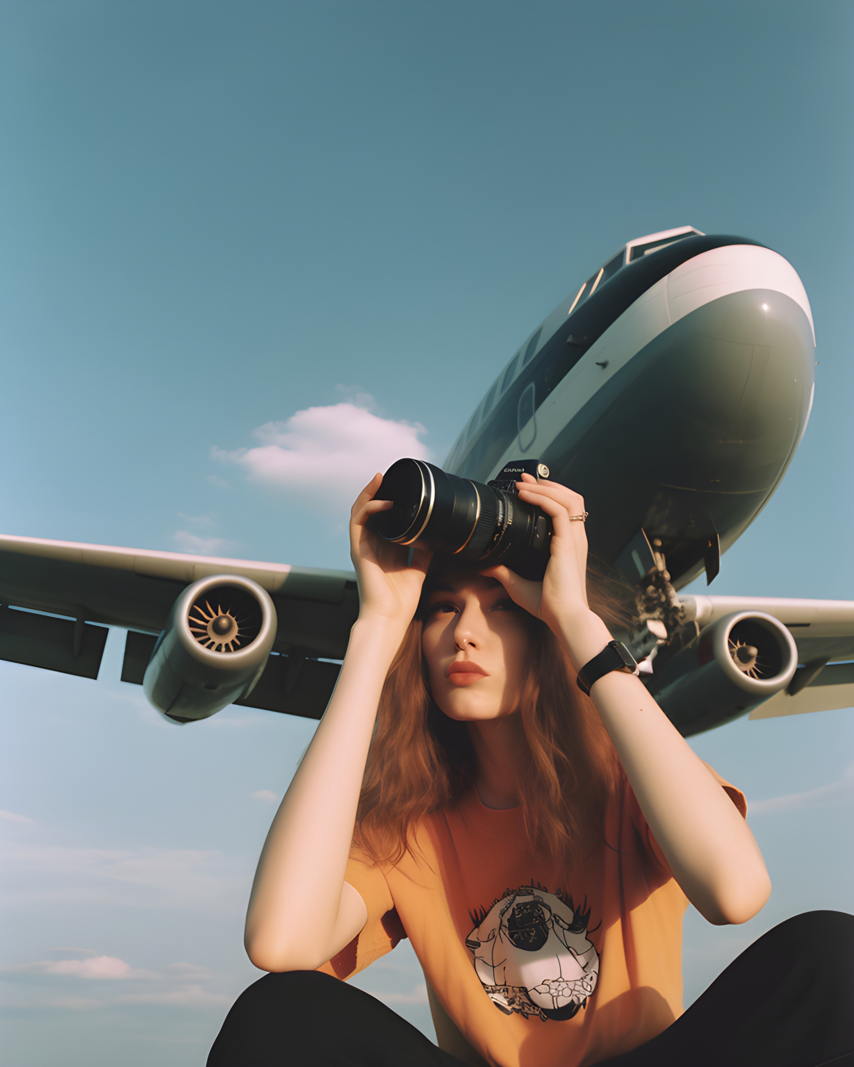 Young photographer posing under a plane - Impossible Images - Unique ...