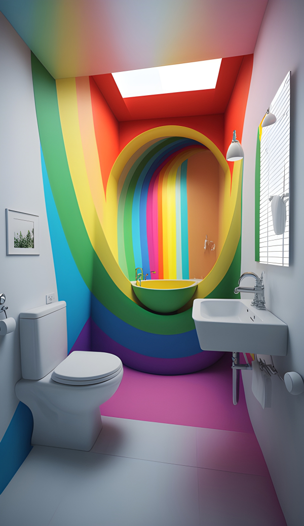 Contemporary rainbow bathroom interior - Impossible Images - Unique ...