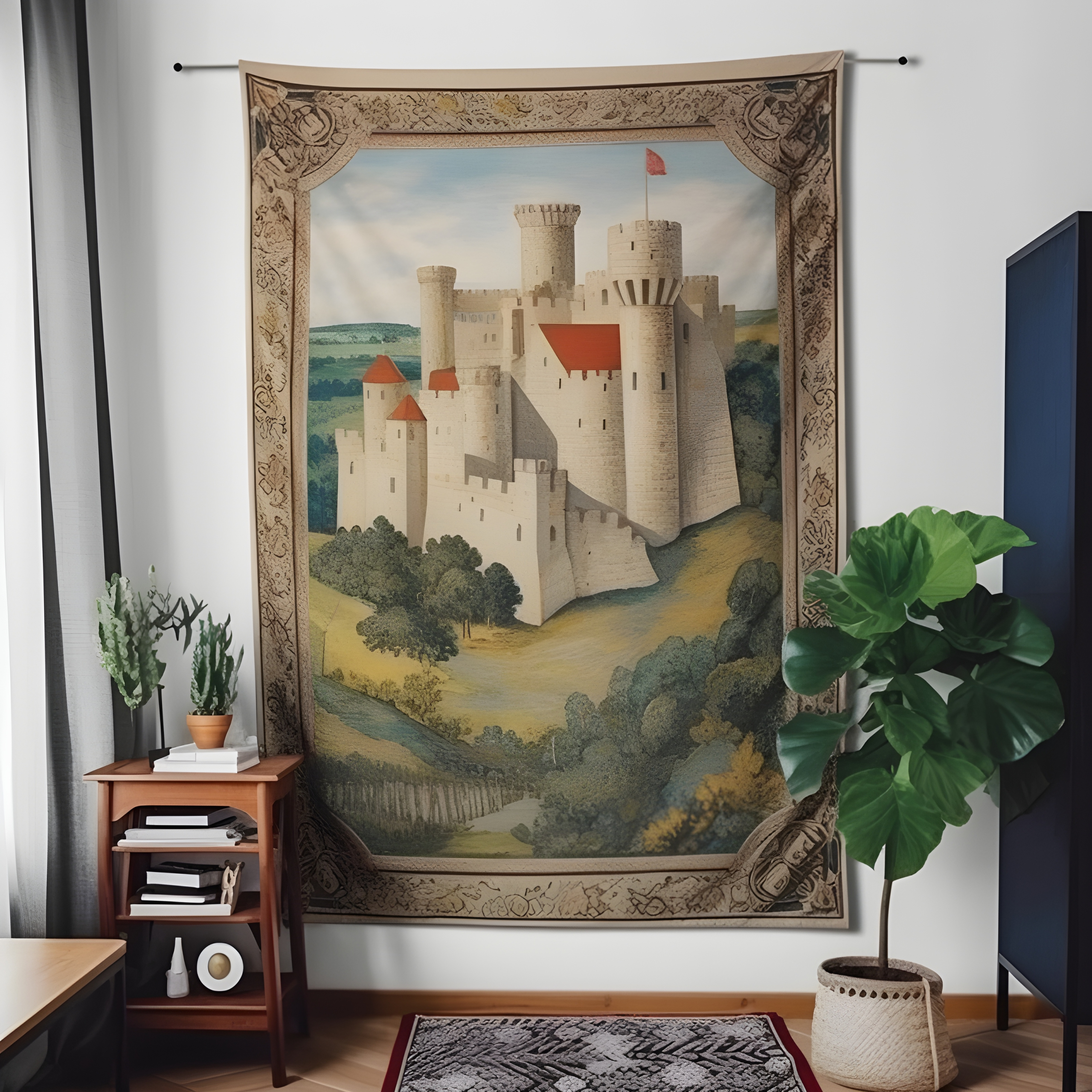 A Tapestry of a Medieval Castle, hung in a modern home. - Impossible ...