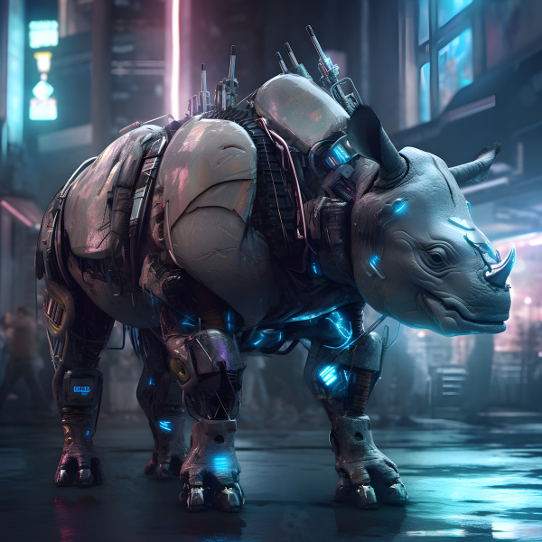A Cyberpunk Cyborg Rhino. - Impossible Images - Unique stock images for ...