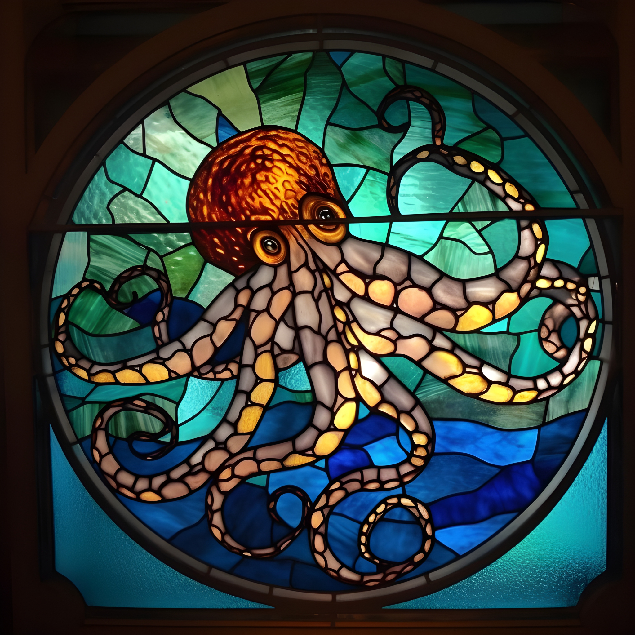 A Circle Stained Glass window of the Kraken - Impossible Images ...