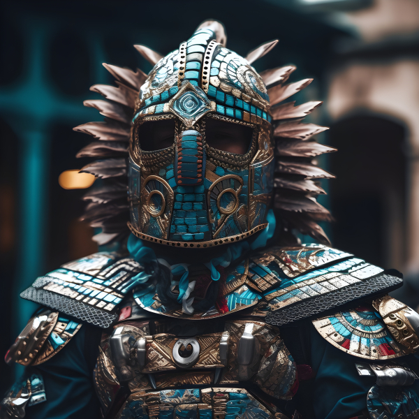A person wearing Futuristic Aztec suit of Armor - Impossible Images ...