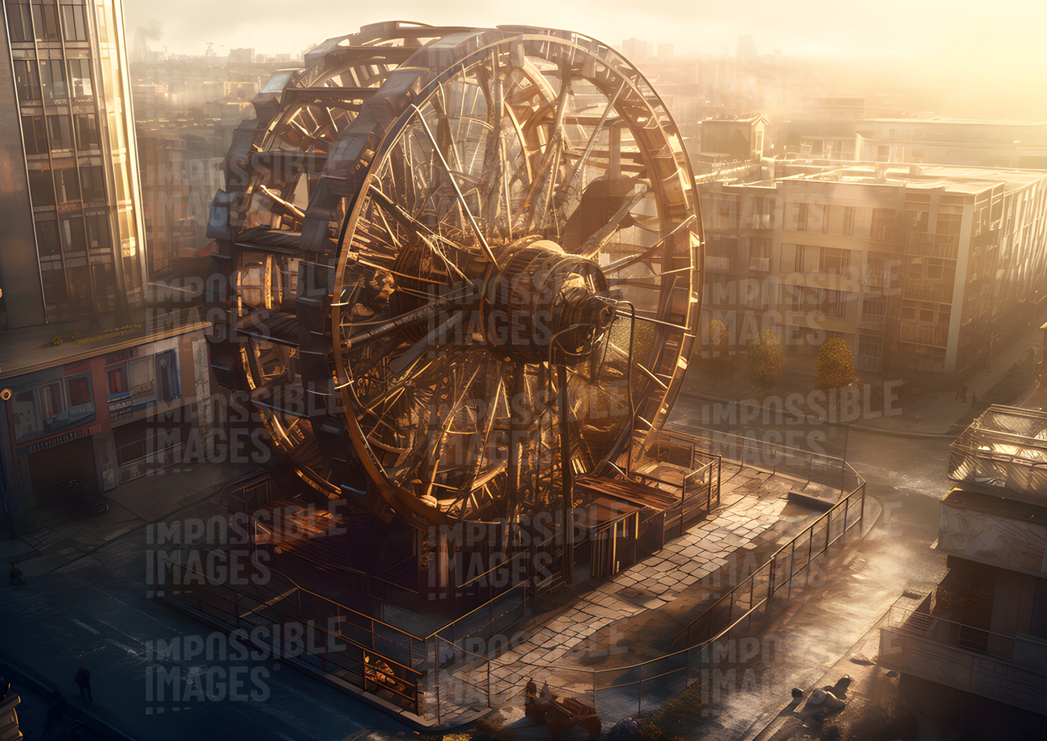 A large hamster-style wheel in the middle of a city - Impossible Images ...