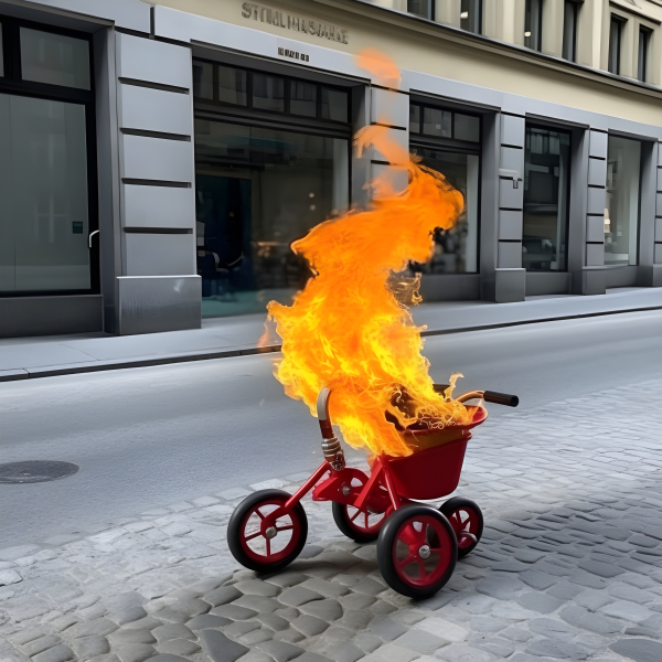 Toy on fire in street - Impossible Images - Unique stock images for ...