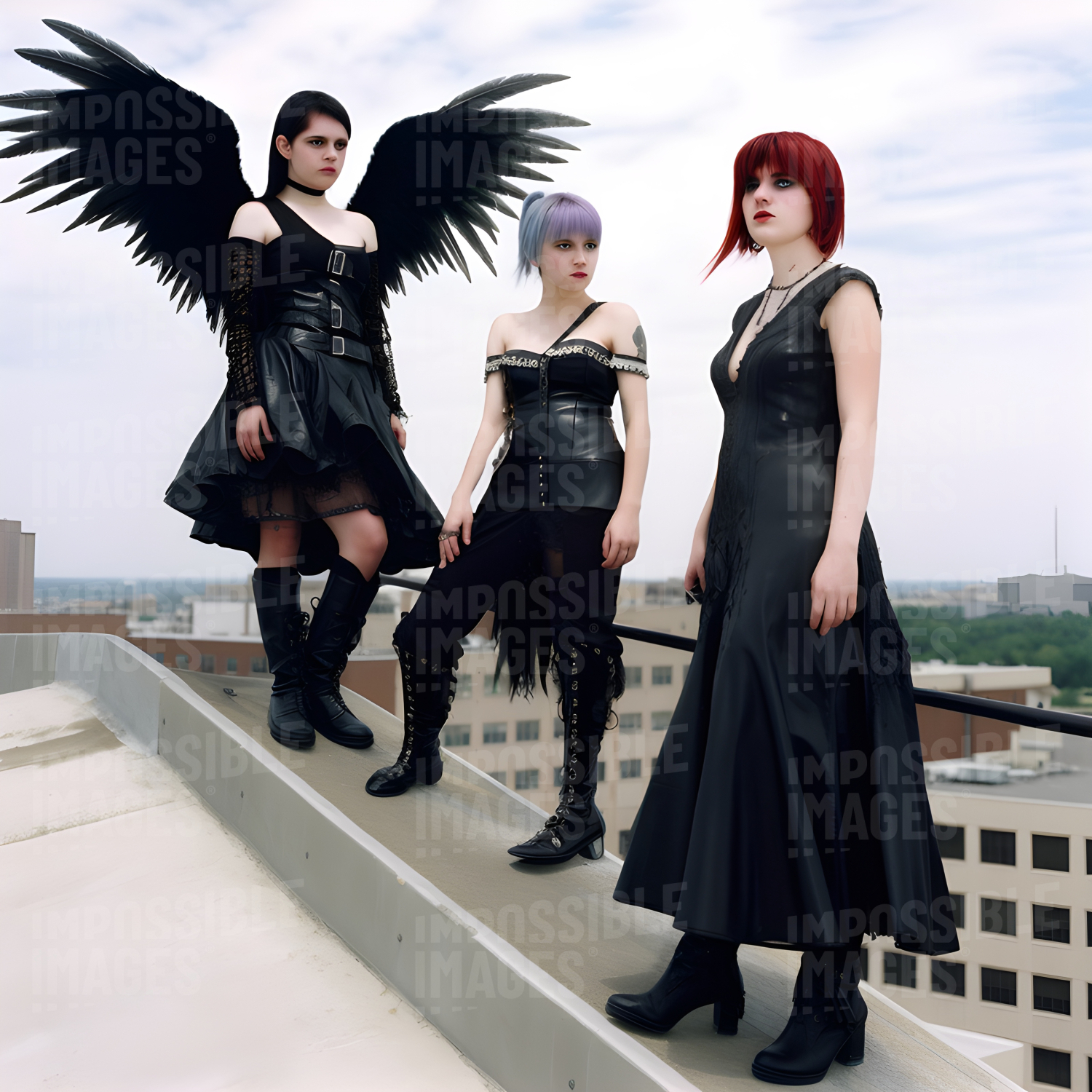 Goth angel and friends on a rooftop - Impossible Images - Unique stock ...
