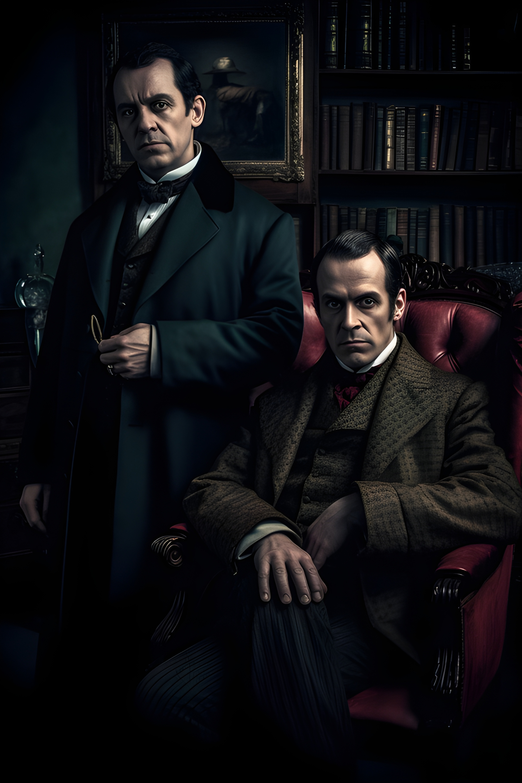 Portrait of Sherlock Holmes and Doctor Watson in their study ...