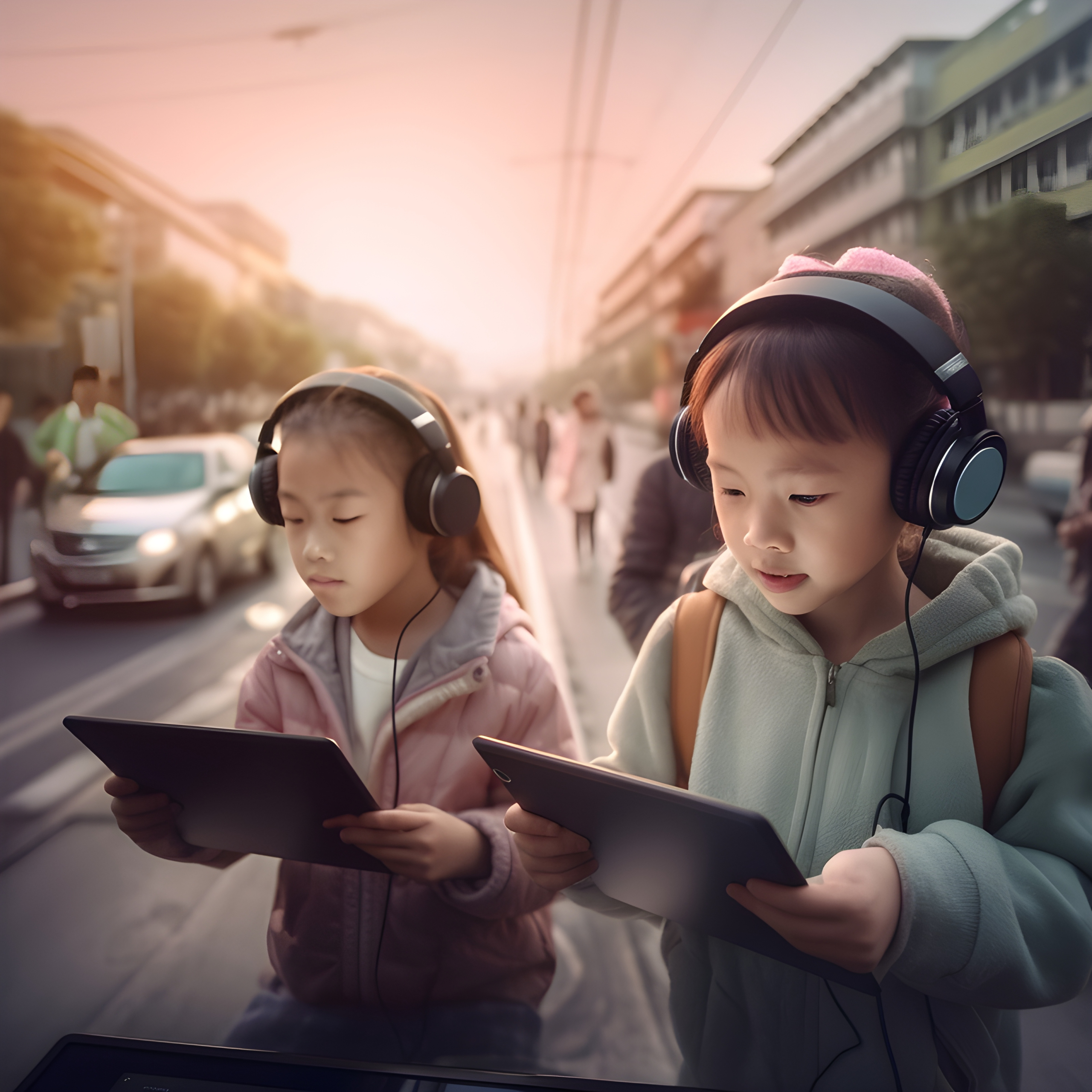 A couple of children on their iPads - Impossible Images - Unique stock ...