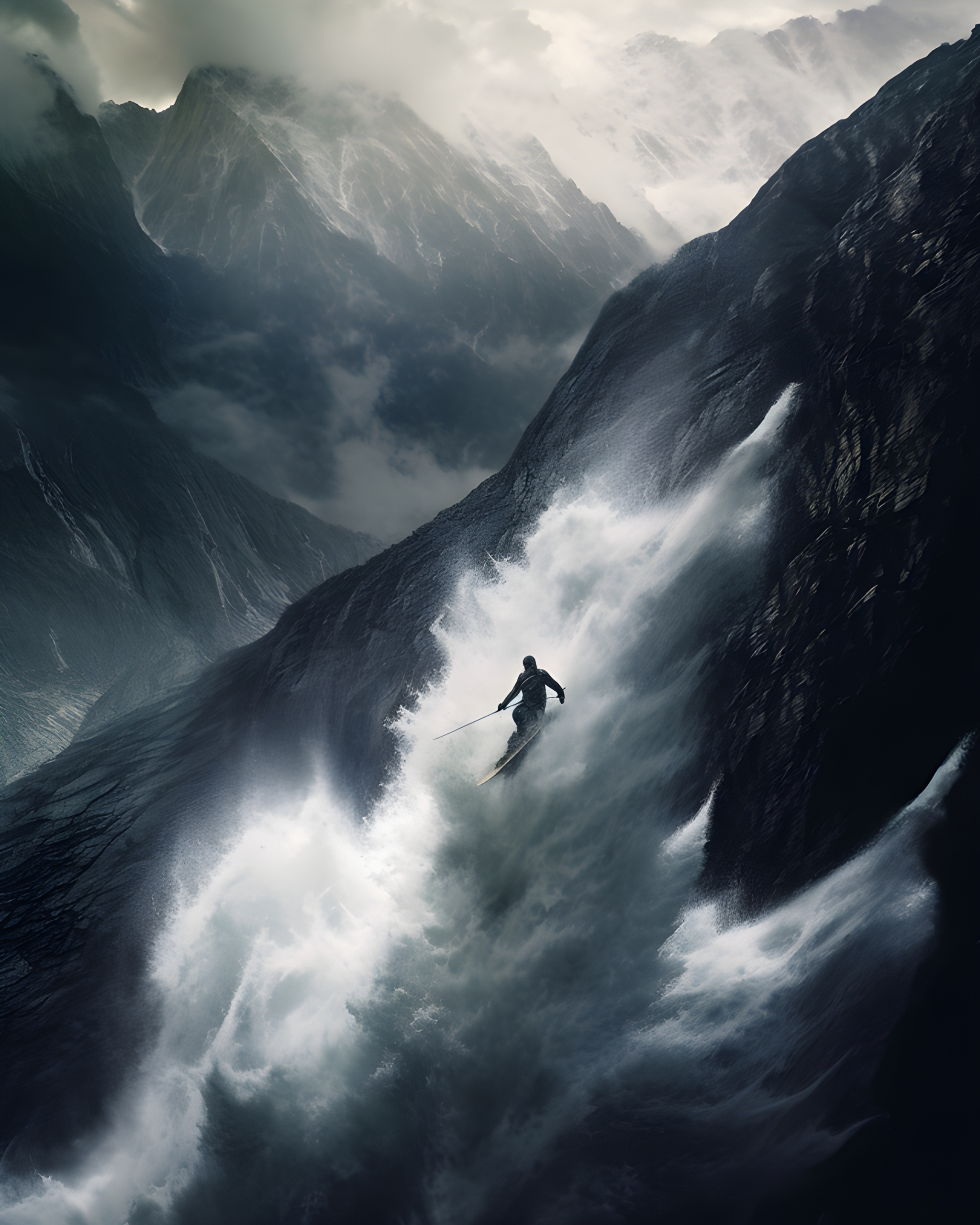 A man surfing down a mountain side - Impossible Images - Unique stock ...