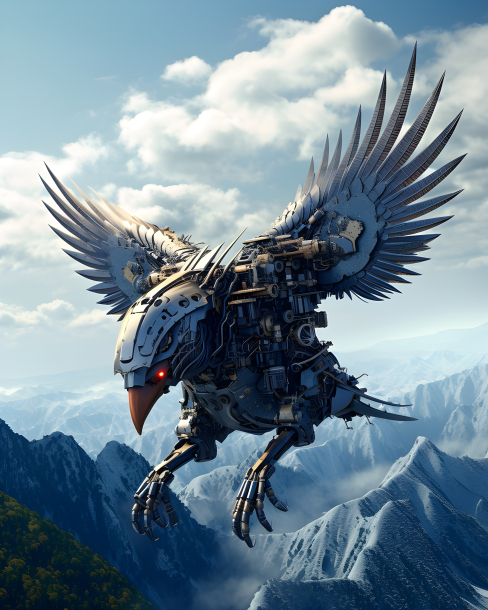 Robot bird of prey - Impossible Images - Unique stock images for commercial use.