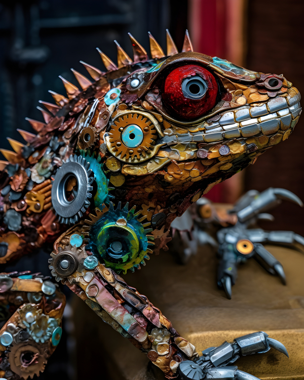 Robot Lizard made of cogs and scrap metal - Impossible Images - Unique ...