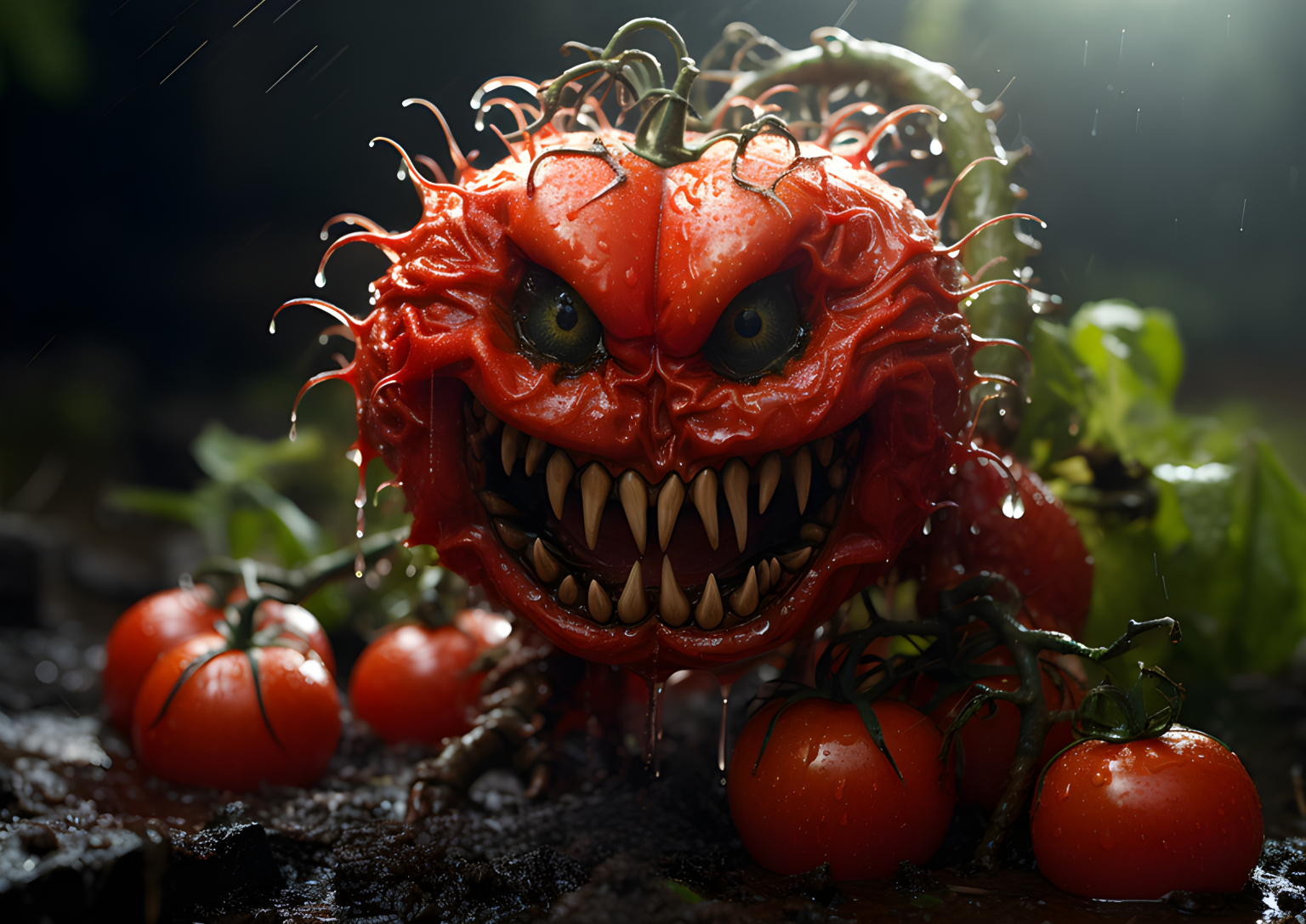 An evil tomato with fangs - Impossible Images - Unique stock images for ...