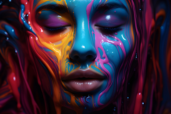 Woman's face made from flowing paint - Impossible Images - Unique stock ...