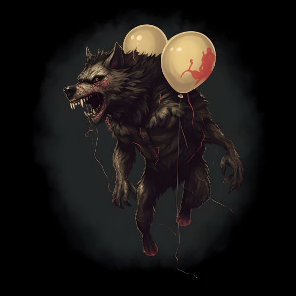 Werewolf being lifted into the air by party balloons - Impossible ...