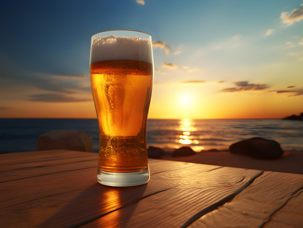 A beer on a table near the sea - Impossible Images - Unique stock ...