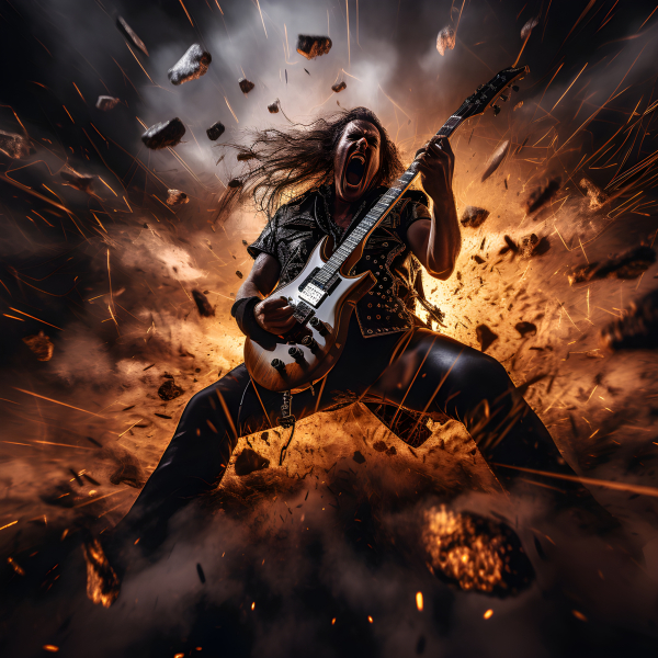 Death metal guitarist explosion - Impossible Images - Unique stock ...