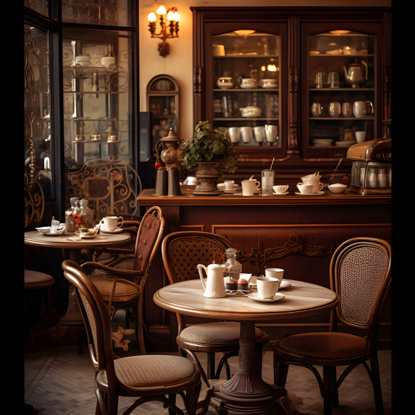 An elegant vintage coffee house - Impossible Images - Unique stock ...
