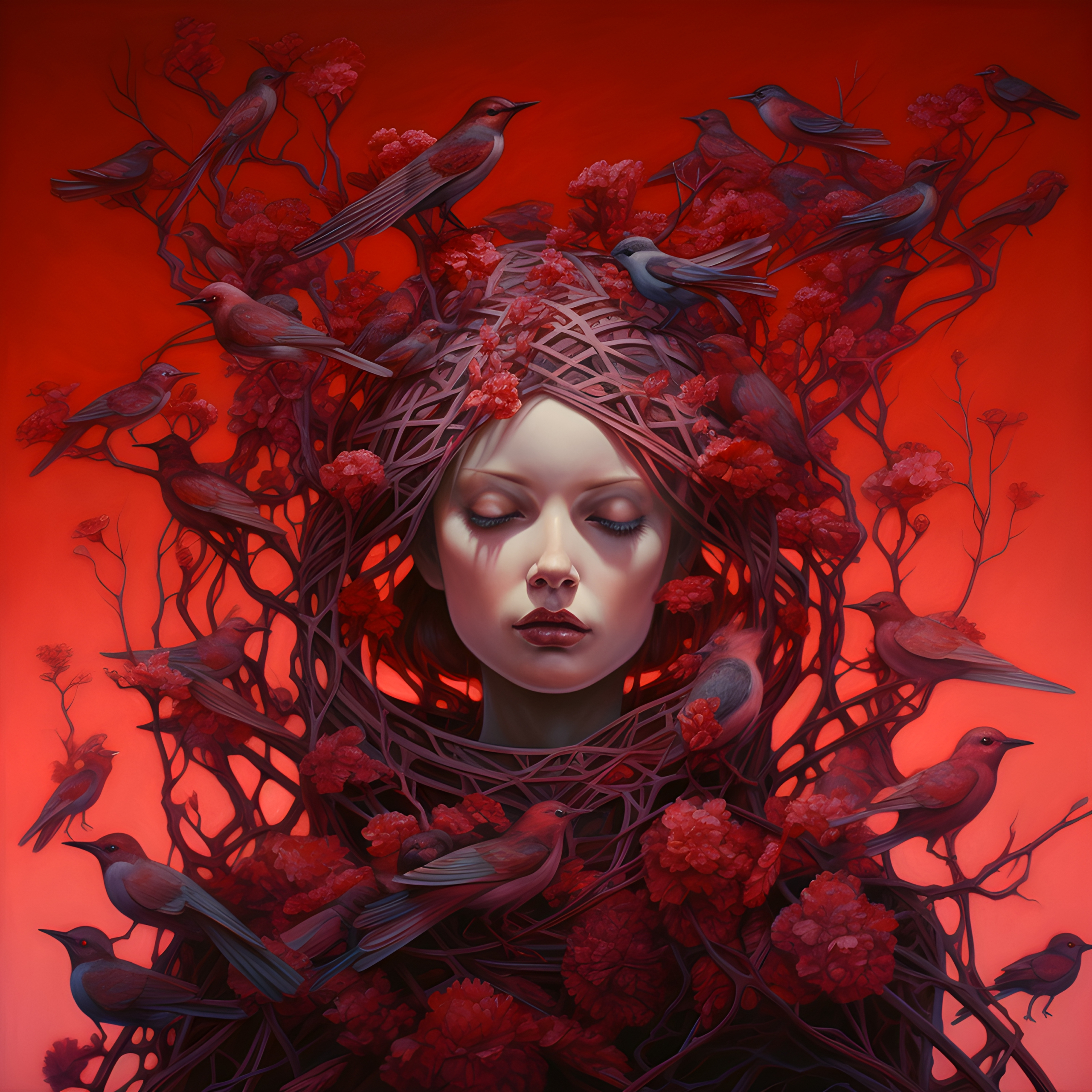 Red Bird Woman - Impossible Images - Unique stock images for commercial ...