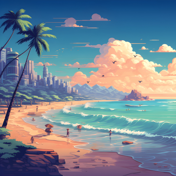 16-Bit Beach - Impossible Images - Unique stock images for commercial use.