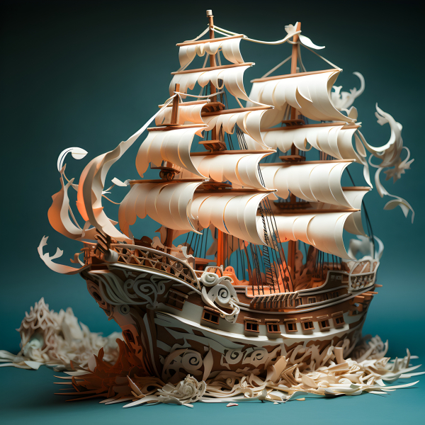 Layered Paper Pirate Ship - Impossible Images - Unique stock images for ...