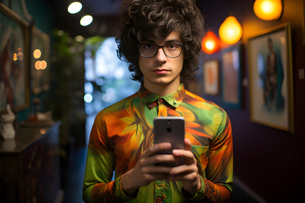 Nerdy guy in loud shirt taking a selfie - Impossible Images - Unique ...