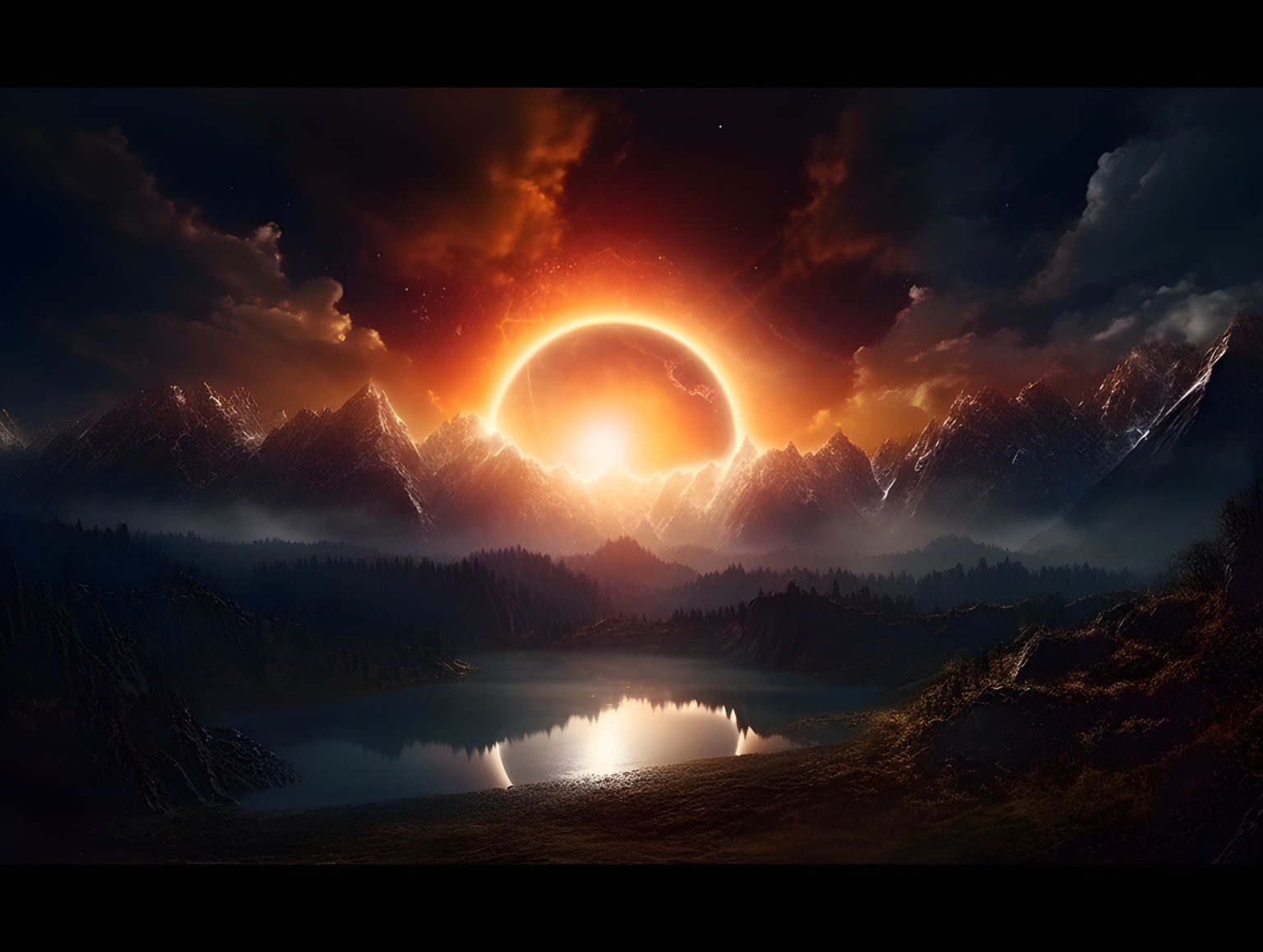 Solar Eclipse Casting a Mysterious Aura on a Mystical Valley ...