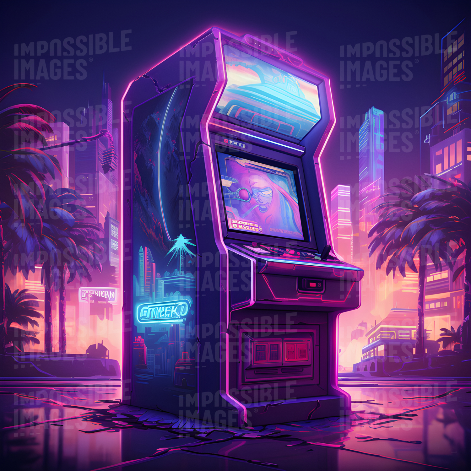 A Synthwave Arcade Machine - Impossible Images - Unique stock images ...