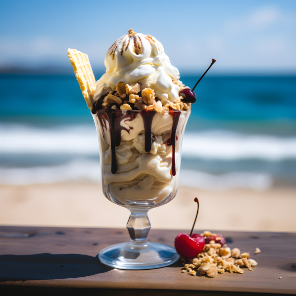 A toffee icecream sundae on the beach - Impossible Images - Unique ...