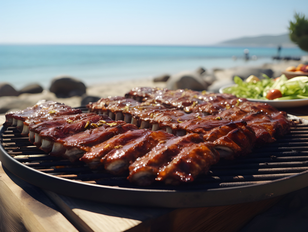 Bbq ribs cooking on the beach - Impossible Images - Unique stock images ...