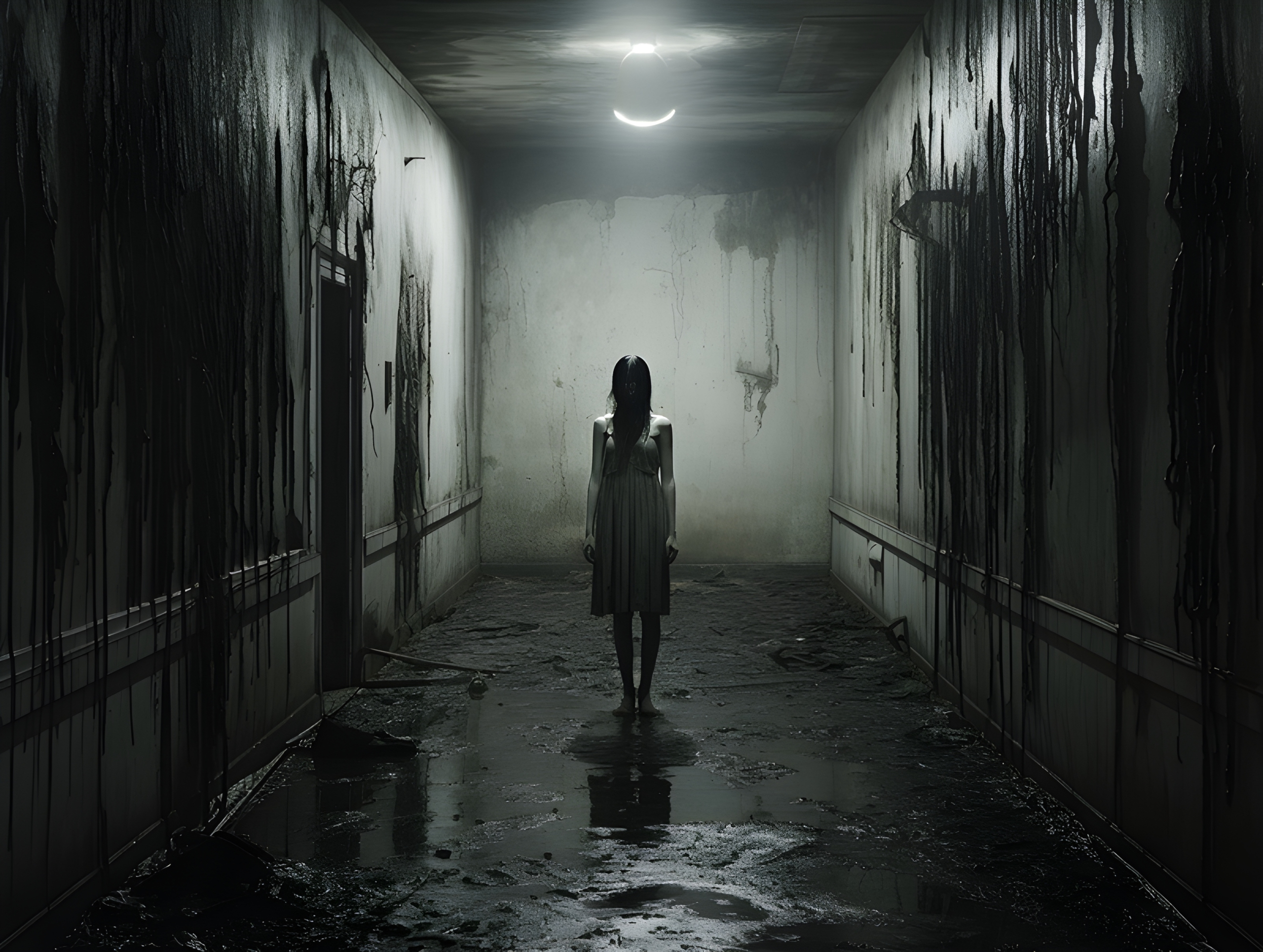 A nightmarish girl in a corridor - Impossible Images - Unique stock ...