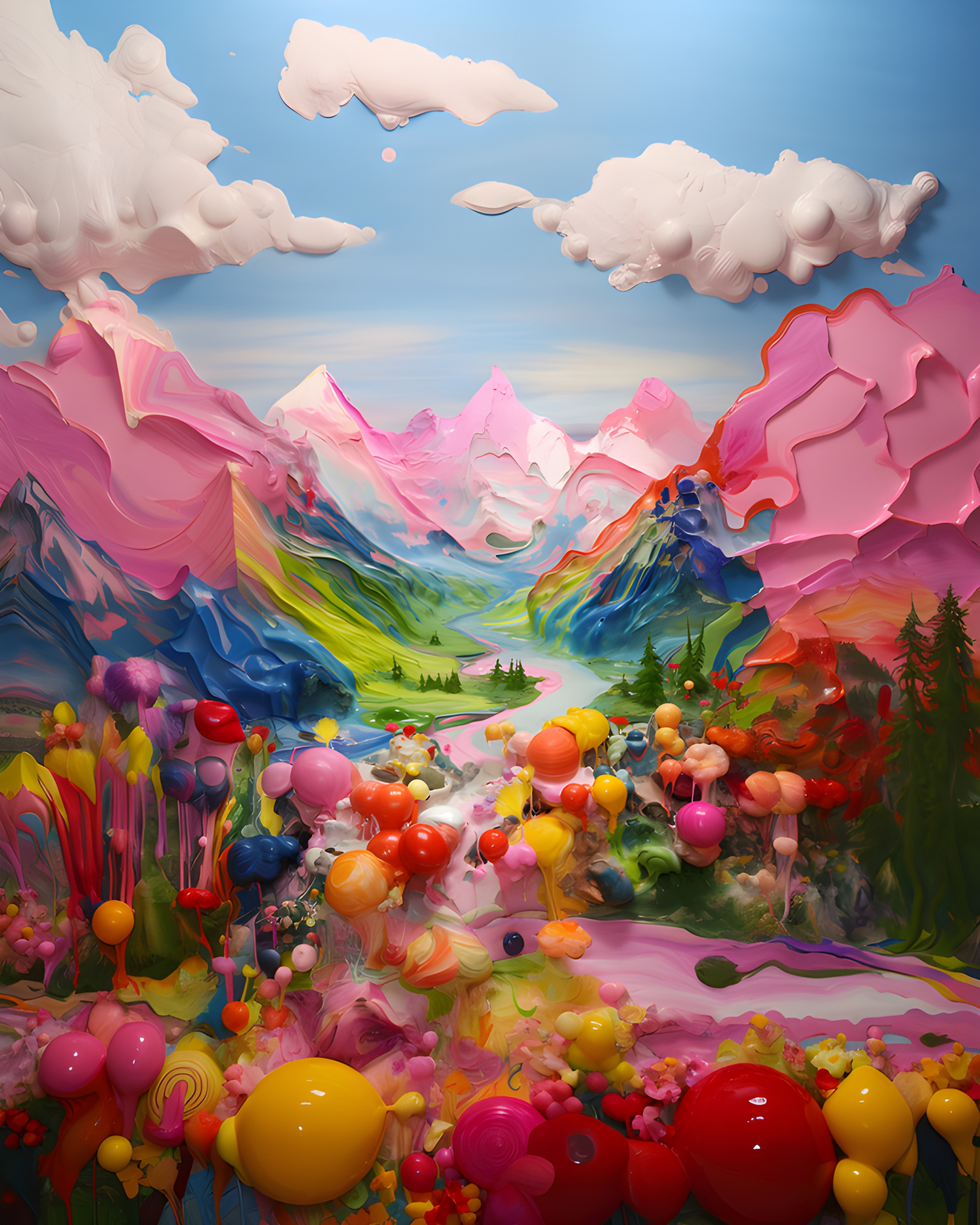 A mountain landscape made of paint blobs - Impossible Images - Unique ...