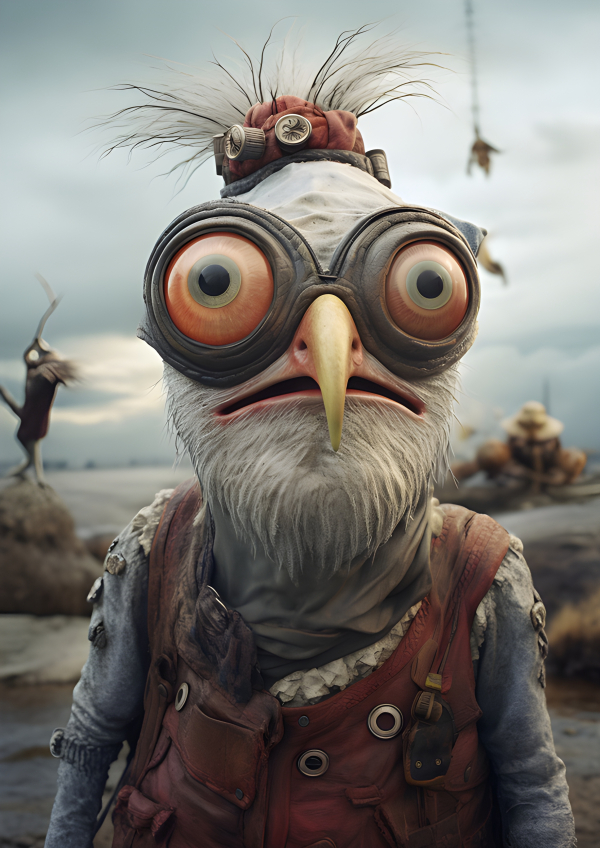 A strange bird man with goggles and bulging eyes - Impossible Images ...