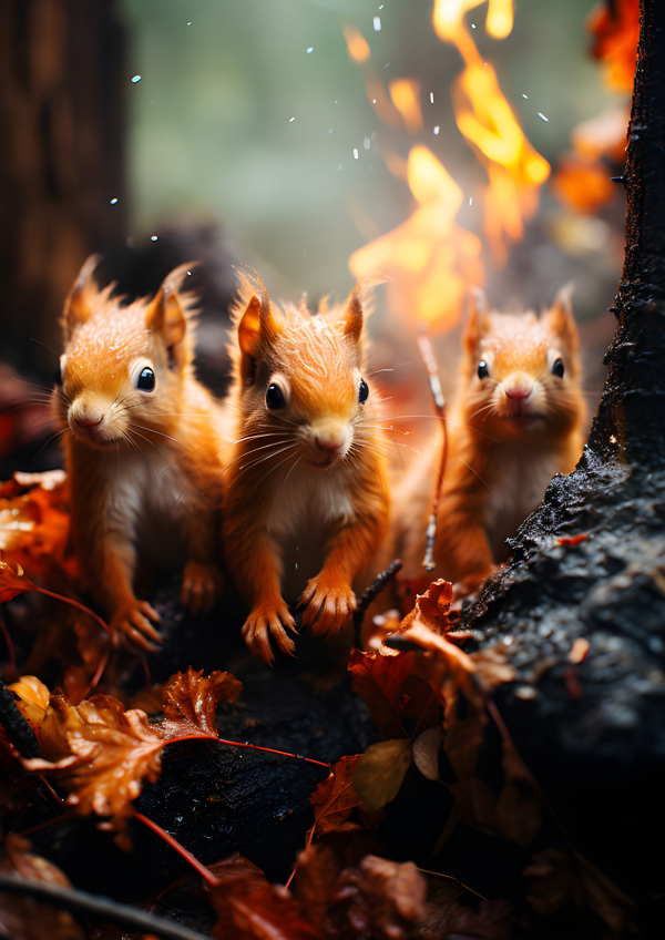 3 Baby Squirrels Escaping Fire - Impossible Images - Unique stock ...