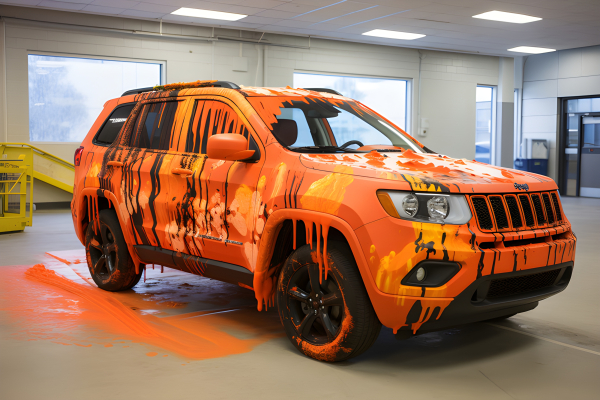 SUV covered in orange paint - Impossible Images - Unique stock images ...