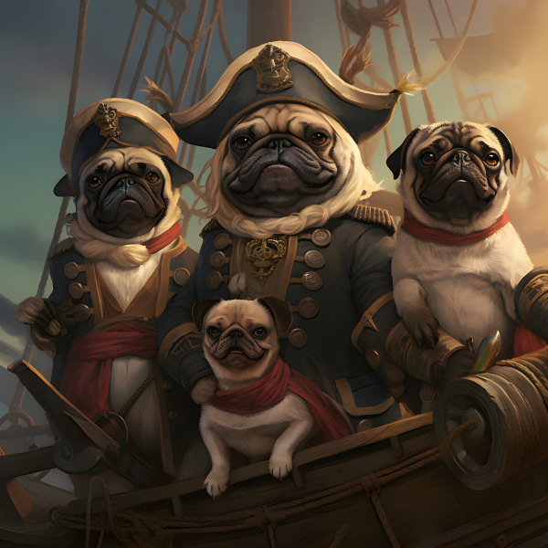 A swarthy crew of pug pirates - Impossible Images - Unique stock images ...