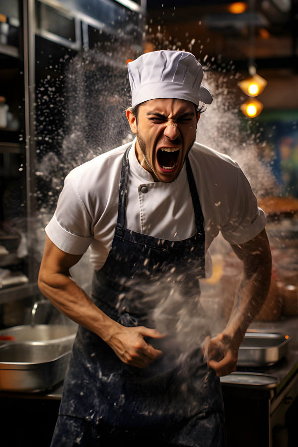 An angry chef - Impossible Images - Unique stock images for commercial use.