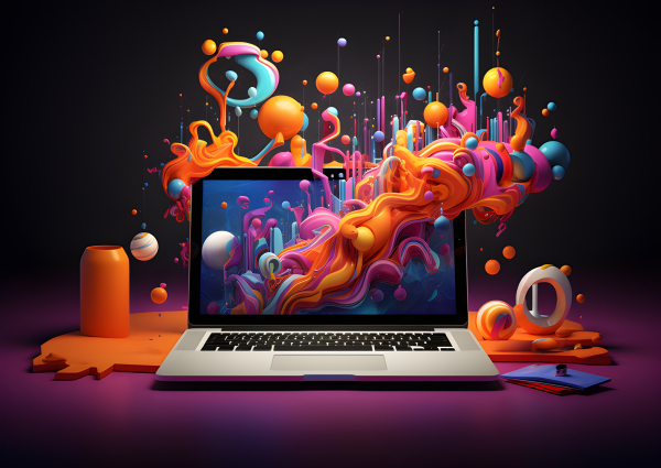 Creativity coming out of a laptop - Impossible Images - Unique stock ...