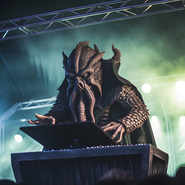 The Great Cthulhu performing a DJ set on stage - Impossible Images ...