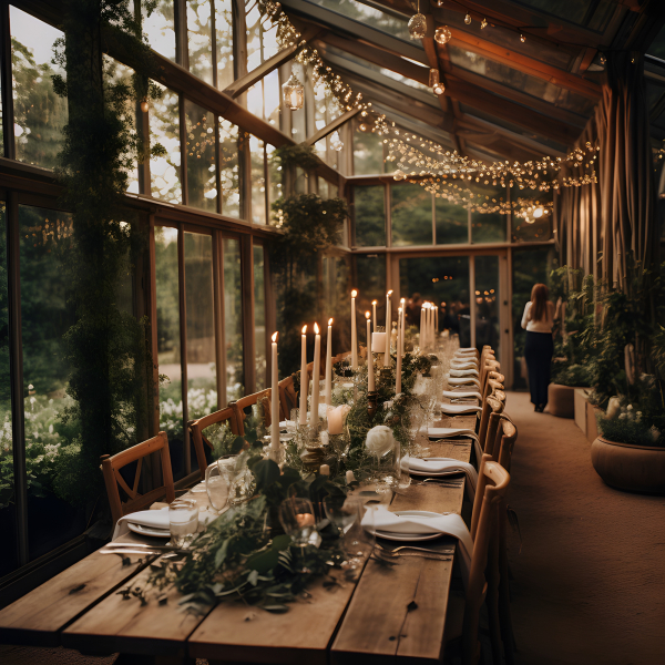 Dining table with fairy lights at a wedding - Impossible Images ...