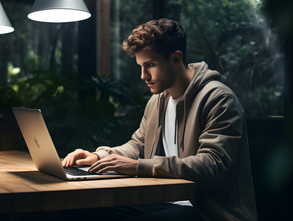 Young man on a computer - Impossible Images - Unique stock images for ...