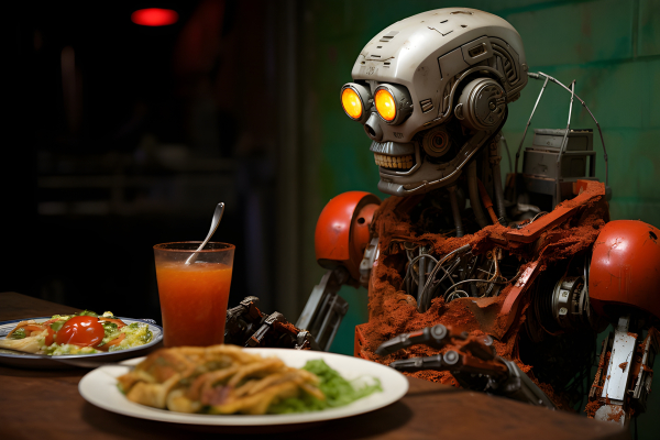 Robot eating a meal - Impossible Images - Unique stock images for ...