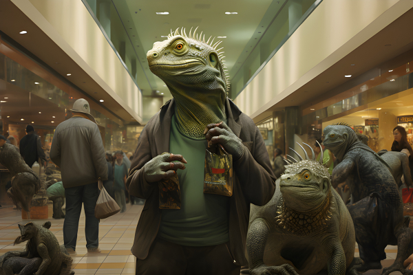 King Lizard in a shopping mall - Impossible Images - Unique stock ...