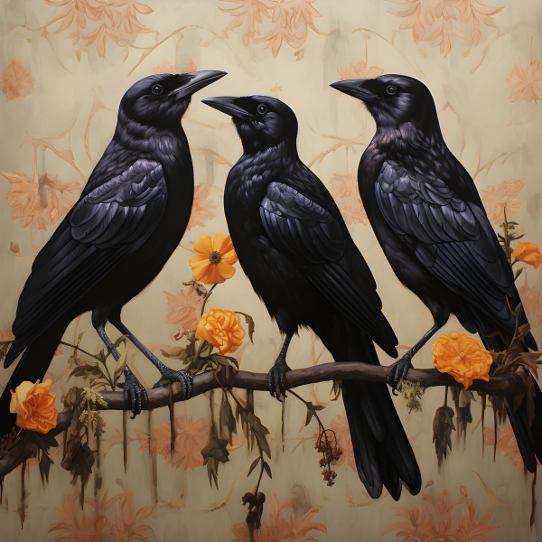 Illustration of three crows - Impossible Images - Unique stock images ...