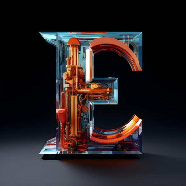 3d letter E made from clear plastic - Impossible Images - Unique stock ...